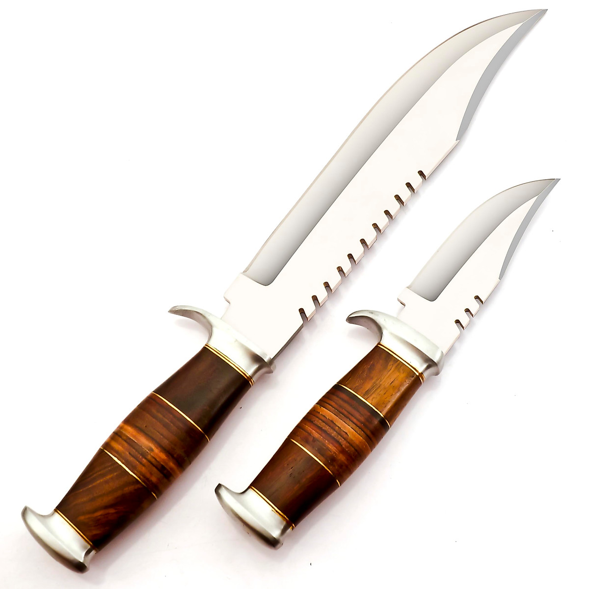 UK UNIQUE SHARP KNIVES J2 Stainless Steel BK-3059 Handmade 2PCS Hunting Knife -Beautiful Rose Wood Handle