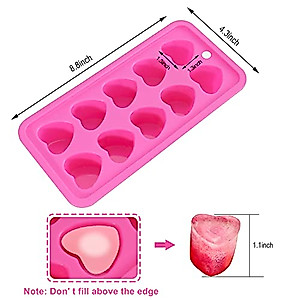 Heart Shaped Silicone Ice Cube Trays, For DIY love Heart Ice Cubes, Chocolate, Candy, Easy Release Ice Cube Mold for Cocktails,Whiskey, Drinks, BPA Free and Dishwasher Safe(2pcs, Pink)