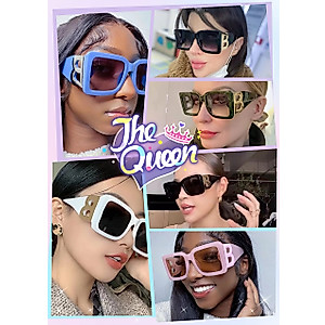 NLEYANB 6 Packs Wholesale Y2K Oversized B Rectangle Square Sunglasses Bulk for Women Men UV400