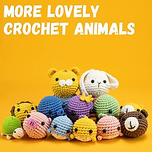 Beginner Crochet Kit, Crochet Kits for Kids and Adults, 3PCS Crochet Animal Kit for Beginners Include Videos Tutorials, Yarn, Eyes, Stuffing, Crochet Hook - Boys and Girls Birthdays Gift