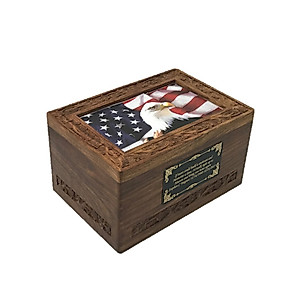 NWA Photo Cremation Urn For Human Ashes with Custom Engraving, Large Wooden Funeral Cremation Urn