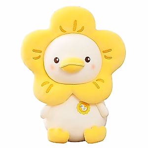 Seyomi Plush Duck Stuffed Animals Soft Cute Plushies Duck Plush Toy for Kids Flower Stuff Duck, Pink, 9.8 Inches
