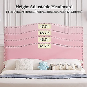 VECELO Full Bed Frame Platform Bed Frame with Upholstered Headboard, Strong Frame and Wooden Slats Support, Strong Weight Capacity, Non-Slip and Noise-Free, Easy Assembly,Pink