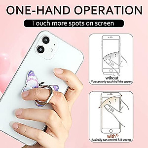 LSL Cute Butterfly Cell Phone Ring Holder 360°Rotation Metal Finger Stand Kickstand Universal Compatible with iPhone Samsung Galaxy LG Google Pixel iPad Three Pack Pink Blue Purple Pretty Butterfly