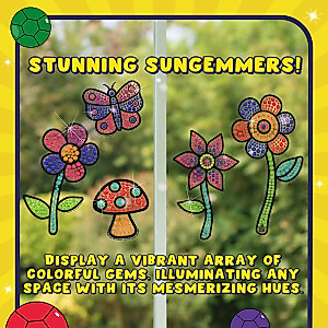 SUNGEMMERS Gem Art for Kids Crafts - Suncatcher Kit for Kids, 8 7 6 Year Old Girl Birthday Gift - Arts and Crafts for Kids Ages 4-8 8-12 6-8 Girls & Boys and Fun Craft Kit Summer Kids Activities Gift