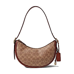 COACH Coated Canvas Signature Luna Shoulder Bag Tan Rust One Size