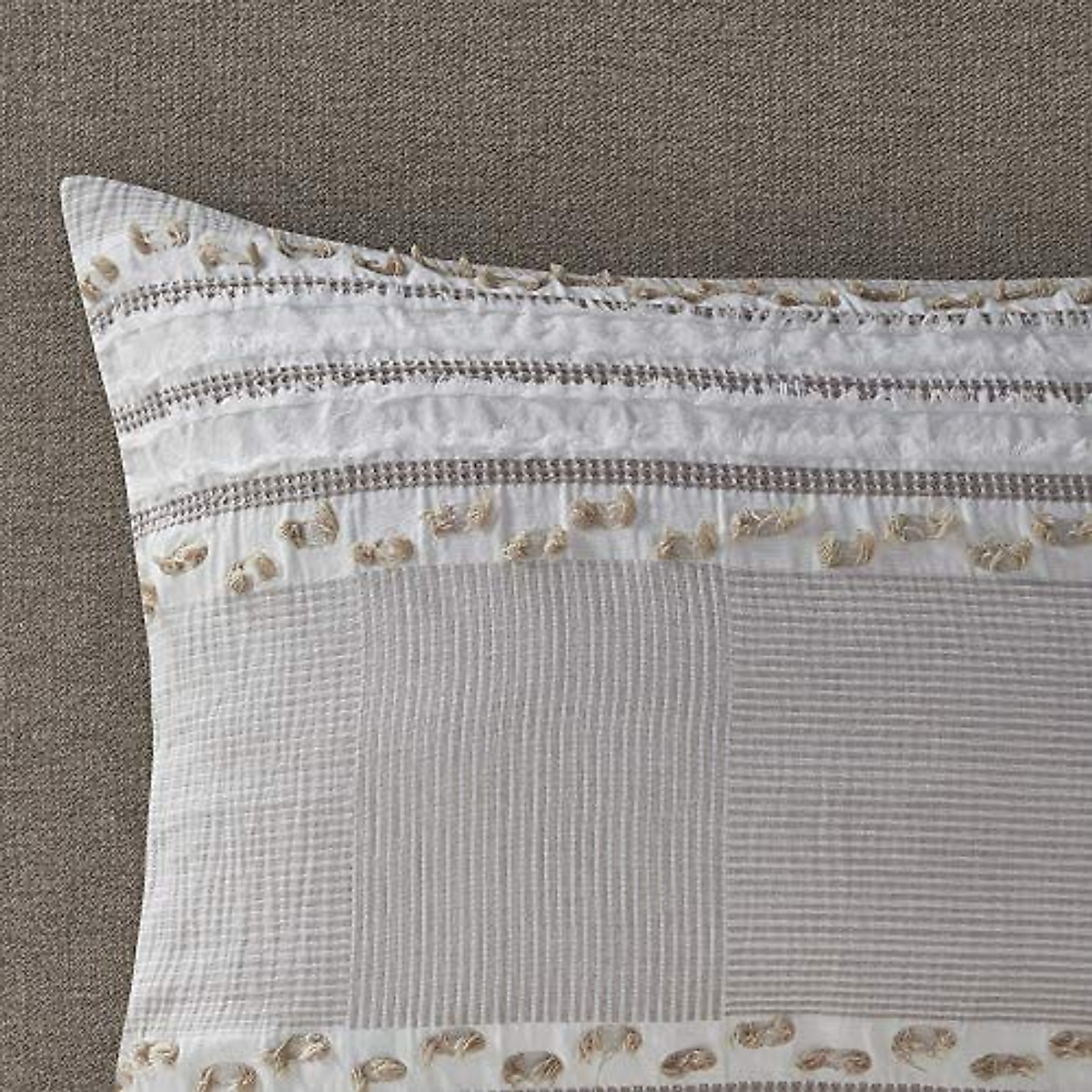 INK+IVY 100% Cotton Comforter Set Trendy Stripe Textured Design, Modern Down Alternative, All Season Cozy Bedding with Matching Shams, King/Cal King, Taupe Jacquard Stripes