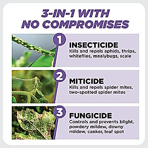 Earth's Ally 3-in-1 Plant Spray 8 oz Conc. Makes 6 gal | Better Than Neem Oil | Insecticide, Fungicide & Spider Mite Control for Organic Gardening, Pest Repellent for Indoor & Outdoor Gardening