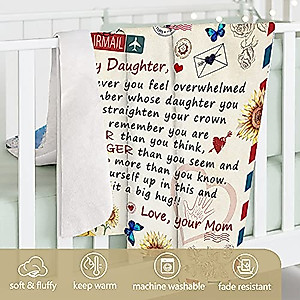 Bonsai Tree Daughter Blanket from Mom, to My Dear Daughter Airmail Soft Throw Blanket Gifts for Women Girls Adult, Personalized Family Love Flannel Fleece Blanket for Couch Living Room, 50x60 Inches