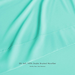 Full Size Sheet Set - Breathable Cooling Sheets - Hotel Luxury Bed Sheets - Extra Soft Sheets for Kids, Teens, Women & Men - Deep Pockets - 4 Piece Set - Wrinkle Free - Aqua Sky Blue Bed Sheets