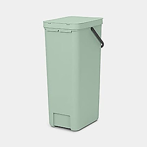 Brabantia Sort & Go Kitchen Recycling/Garbage Trash Can (10.6 Gal/Jade Green) Large Refuse Organiser with Handle & Removable Lid, Easy Clean, PerfectFit Bags Included