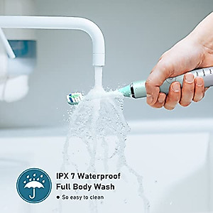 YUNCHI Sonic Electric Toothbrush for Adults & Kids, Y7 Rechargeable Toothbrushes, 10 Dupont Brush Heads, 5 Modes Fast Charge for 30 Days, 40,000 VPM Motor & 2 Mins Timer Tooth Brush, Green