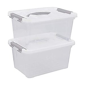 Saedy Clear Plastic Storage Bins/Containers, Multi-purpose Storage Box 6 Quart, Set of 2