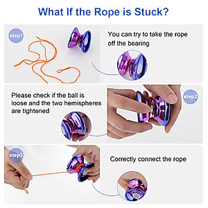 LUOMAJA Professional Unresponsive Yoyo Ball - Miraculous Metal Yo Yo Magic for Kids Beginner with 10 String Pack + 2 Dragon Finger Gloves for Beginner & Professional (JD306)