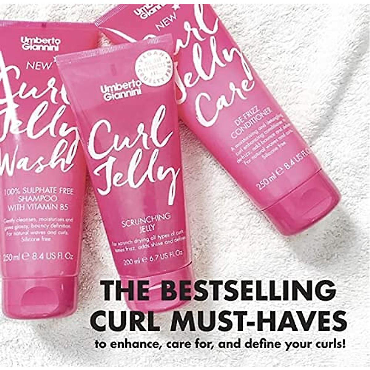 Umberto Giannini Curl Jelly Shampoo & Conditioner - Jelly Wash & Jelly Care - Vegan, Cruelty Free, & Sulfate Free for Curly or Wavy Hair - No Frizz