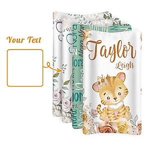 Custom Changing Pad Cover Set - Jersey Knit Comfy CozyUltra Soft Unisex Diaper Changing Table Covers with Personalized Name for Baby Boys Girls - Waterproof Ultra Soft 4 Pcs Set Style22