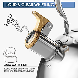 Chefbar Tea Kettle for Stovetop, 2.5 Liter Whistling Tea Kettle & Tea Kettle for Stovetop Gooseneck Pour Over Coffee Kettle