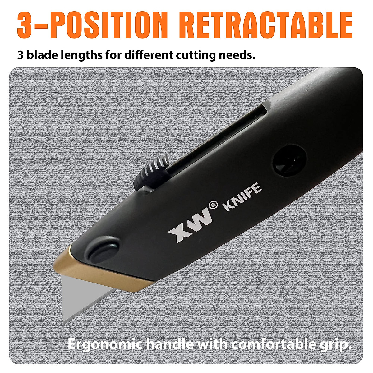 XW Retractable Utility Knife, Box Cutter Set for Cartons with Quick Blade Change, Extra 10 Blades Included, 6-Pack