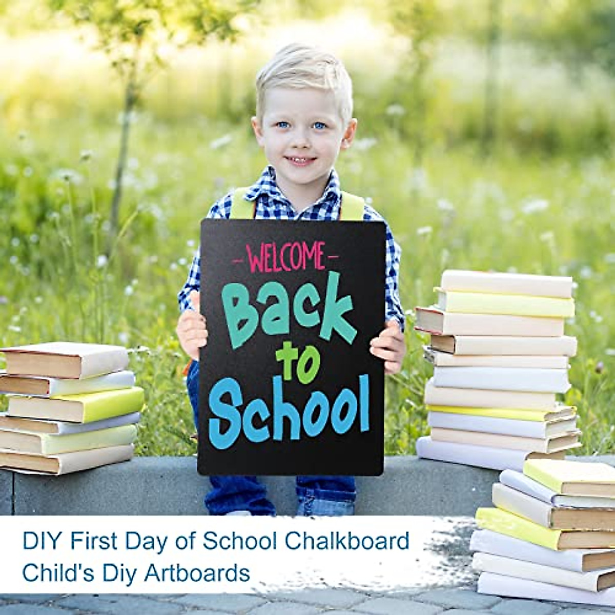 11.7x16.5 Inch Tabletop Chalkboard with Wood Base, Menu Chalkboard Stand, Message Board, Bar and Special Event Decorations, Hanging Double-Sided Chalkboard Sign for DIY Home Decoration-Walnut