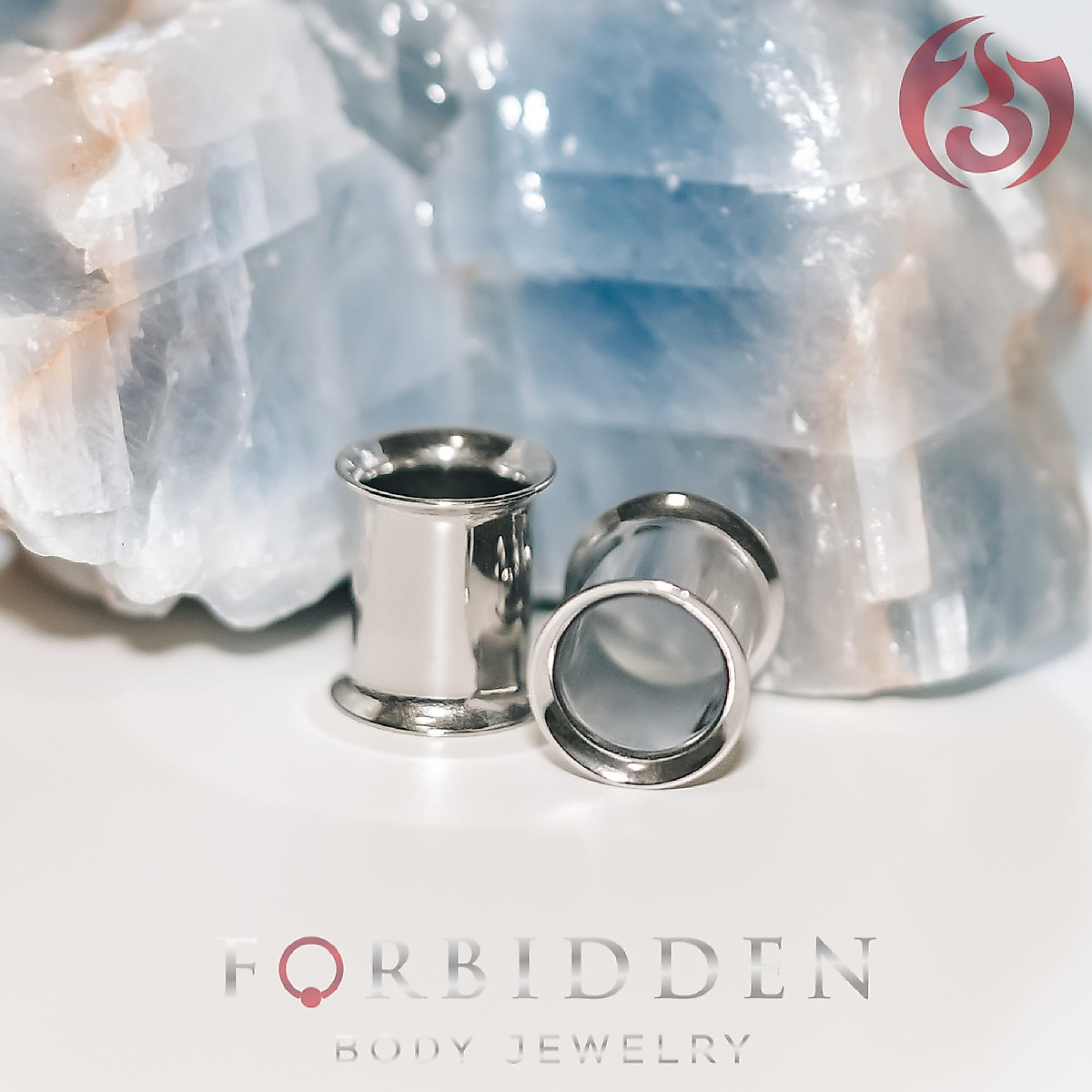 Forbidden Body Jewelry Set of 0G Surgical Steel Ear Gauges, 0 Gauge 8mm Double Flared Saddle Tunnel Plug Earrings