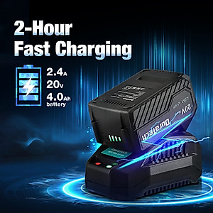 DURATECH 20V 1/2 Inch Cordless Impact Wrench, 600 Ft-Lbs, Brushless Motor, 5 Settings, Fast Charge 4.0Ah Li-ion Battery, Sockets Included