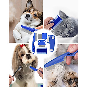 4 Pack Cat Dog Flea Comb, Stainless Steel Pet Comb For Dogs Cats Effective Against Fleas & Lice Professional Flea Comb For Dog & Cat