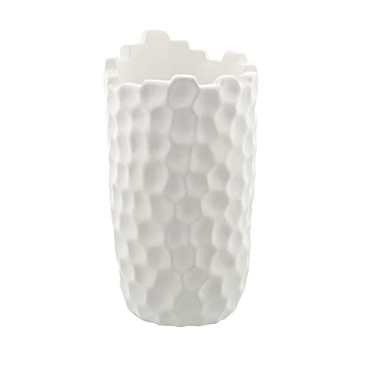 Deco 79 Porcelain Vase with Hammered Texture, 5" x 5" x 9", White