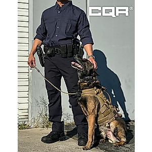 CQR Men's Long Sleeve Tactical Shirts, Ripstop Military Work Shirts, UPF 50+ Breathable Button Down Outdoor Hiking Shirt, Officer Work Shirts Dark Midnight Navy, Large