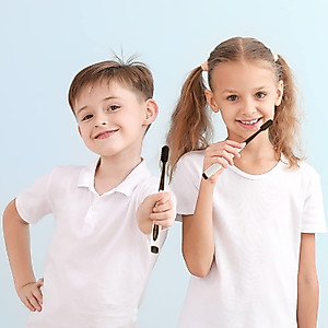 Dental Expert Charcoal Toothbrush [Gentle Soft] Slim Teeth Head Whitening Brush for Adults & Children [Family Pack] - Ultra Soft Medium Tip Bristles (Black)