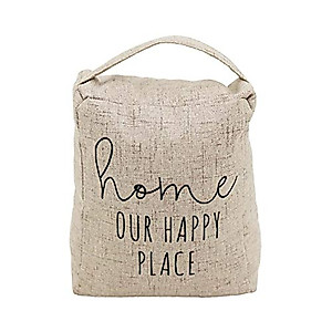 Home Our Happy Place Door Stop with Handle|Decorative Weighted Fabric Door Stopper for Bedroom, Living Room, Exterior Doors