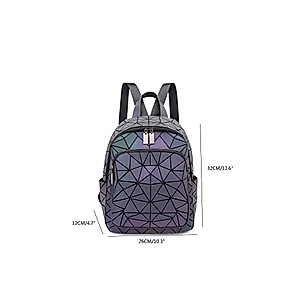 Women Geometric Luminous Backpack Handbag Fashion Shoulder Bag Lingge Flash Travel Rucksack 1304