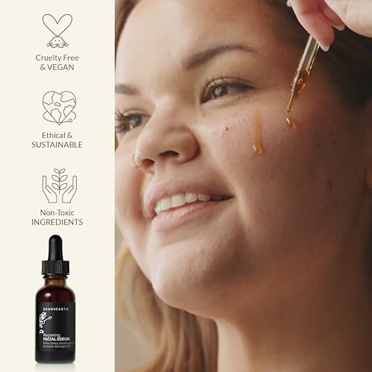 Bambu Earth Cold-Pressed Repairing Facial Serum - Organic Ingredients - Rosehip and Vitamin C Facial Serum for Women to Help Even Skin Tone and Recover from Hyperpigmentation & Sun Damage (1 oz)