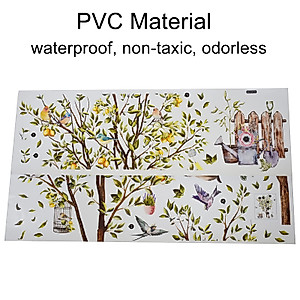 Pinenjoy Lemon Tree with Bird Cat Wall Decal Green Leaves Wall Stickers 32.67x38.18inch DIY Removable Self-Adhesive Vinyl Wall Murals for Living Room Nursery Bedroom Playroom Wall Decors