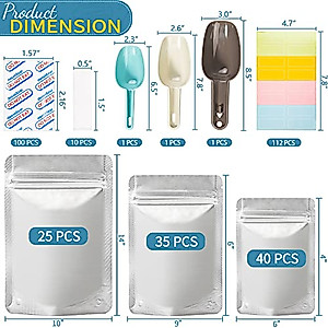 TradosWares 100pcs Mylar Bags for Food Storage - 400cc Mylar Ziplock Bags with Oxygen Absorbers and labels - 10 mil 10"x14"(30pcs) 7"x10(30pcs) 5"x7"(40pcs) - Resealable Bags for Packaging