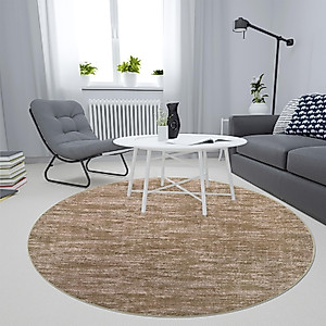 RUGSREAL Round Area Rug 3ft Solid Area Rug Washable Indoor Floor Carpet Contemporary Area Rug Modern Round Rug for Bedroom Living Room Kitchen Home Office, Taupe