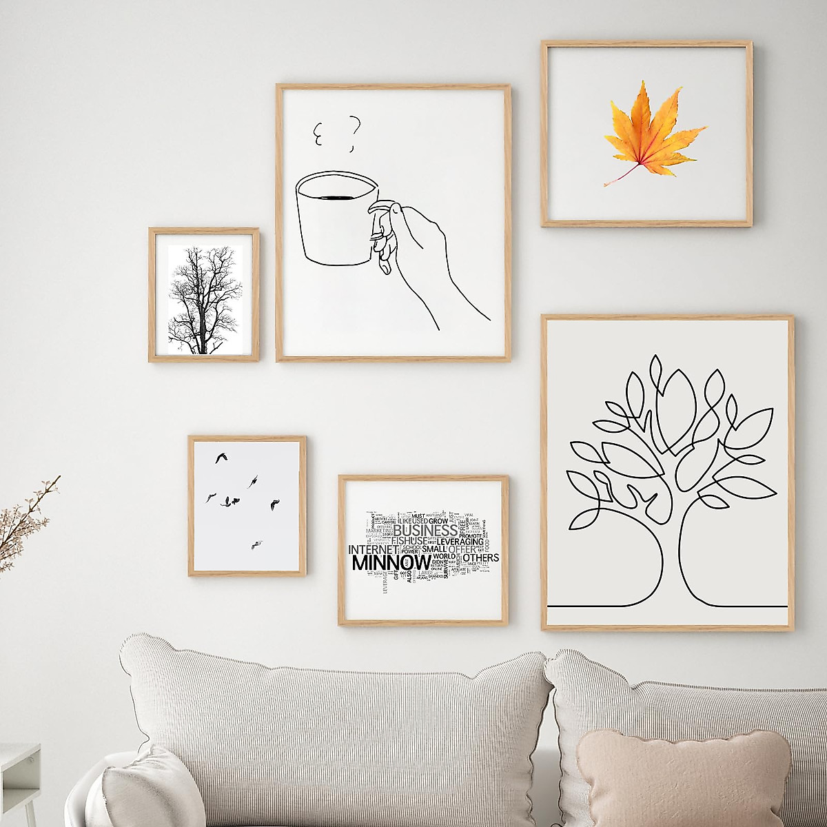 puthiac 16x20 Picture Frames for Wall - Minimalist 16x20 Oak Wood Frames, 16"x20" Picture Frame Wood, Natural Solid Wooden Picture Frames for Wall Art Photo and Prints(1 Pack, Beige)