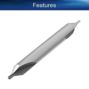 Auniwaig 10pcs Center Drill HSS-6542 Countersink Lathe Bit Mill Tool, 1mm x 3mm Combined Drills Plain Type A, Combined Countersinks Drills Set Tool Silver