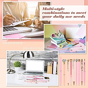 16 Pieces Crystal Diamond Fancy Pens for Kids Women Metal Ballpoint Pens Bulk Diamond Liquid Glitter Pen with Black Ink for Girl Bridesmaid Wedding Party Supplies School Office Easter (Pink Series)