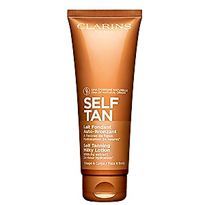 Clarins Self Tanning Milky Lotion | Self Tanner For Face and Body | Natural, Long-Lasting, Streak-Free, Sun-Kissed Glow and 24-Hour Hydration* | Non-Staining | Contains Glycerin | 4.2 Ounces