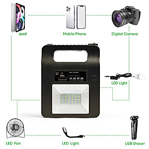 Solar Generator with Panels Included, Portable Power Generators Station 12000mAh with 3 LED Lamps, Emergency Solar Powered Generator for Home Use Camping Emergency Power Supply