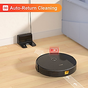 TAB Robot Vacuum Cleaner - 2200Pa Suction Automatic Robotic Vacuum Cleaner for Pet Hair, Smart Cleaner for Hard Floor and Carpets, Remote and App Controls, Self-Charging Cleaning Robot (Classic)