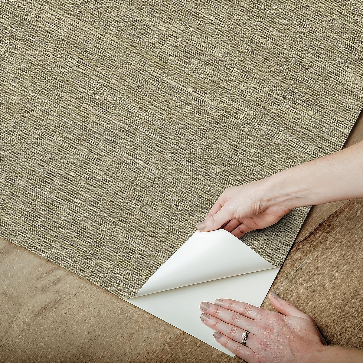 NuWallpaper NUS2215 Wheat Grasscloth Peel & Stick Wallpaper, Neutral