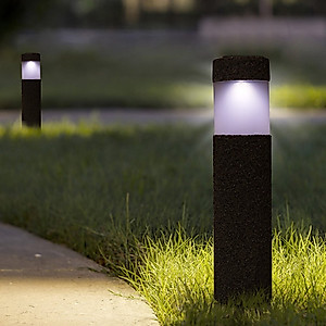 Yosoo Waterproof Solar Power Stone Pillar LED Lights Garden Lawn Courtyard Lamp