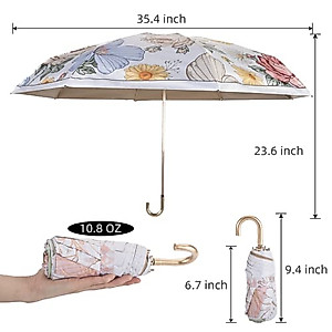 ESUFEIR Sun Umbrella UV Protection-Small Travel Umbrella Compact for Sun and Rain Windproof-Lightweight Portable Parasol UV Umbrella UV Blocker for Women Girls Kids (Orchid)