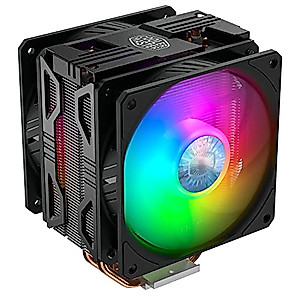 Cooler Master Hyper 212 LED Turbo ARGB CPU Air Cooler - Jet Black Aluminium Finish, 4 Continuous Direct Contact Heat Pipes with Fins, Dual SickleFlow 120 ARGB Fans, ARGB LED Controller - ARGB