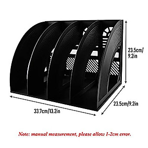 SAYEEC Sturdy Magazine Holder 4 Compartments Plastic Desktop File Organizer File Dividers Office Organizer Storage Document Magaizne Rack Display Box (Black)