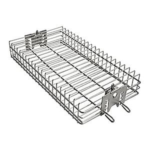 only fire 6042 BBQ Stainless Steel Flat Spit Rotisserie Grill Basket for Any Grill, Fits 1/2" Hexagon, 3/8" Hexagon, 3/8" Square&5/16" Square Rotisserie Spit Rods