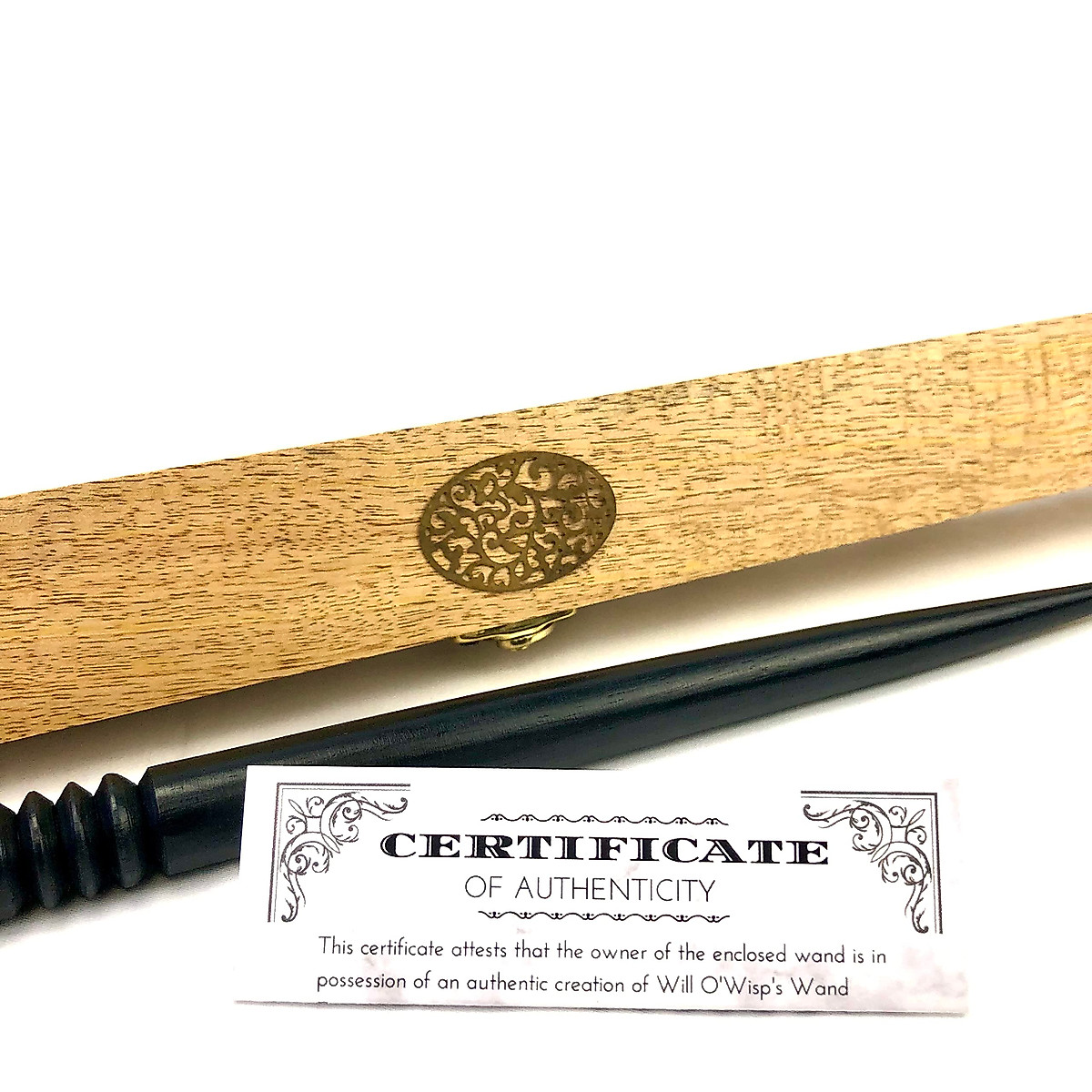 Will O'Wisp's Wand Emporium Witch and Wizard Wand in Real Wooden Display Box Certificate of Authenticity (The Raven)