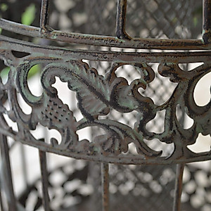 Westcharm 13 in. Caged Squirrel Proof Bird Feeder for Small Songbirds, Tall Rustic Metal Hanging Bird Feeder for Garden, Mesh Peanut Bird Feeder for Patio Yard - Verdigris 3.5 Cups Seed Capacity