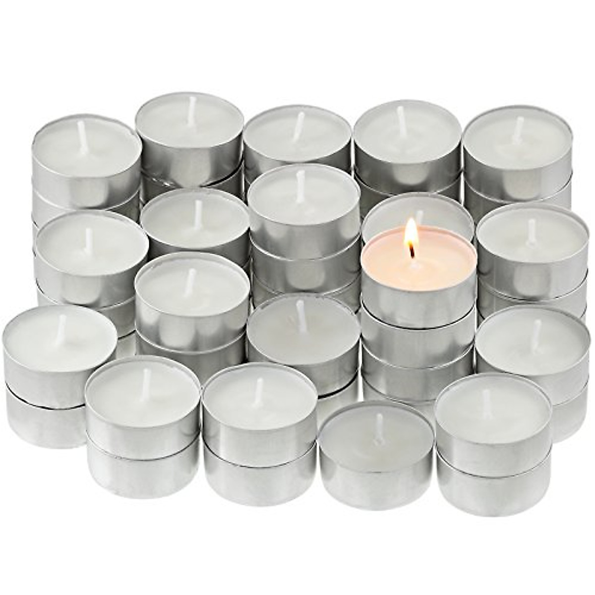 Greenco Value Pack Unscented Non-Drip Tealight Candles in Metal Cups, Pack of 100 – White